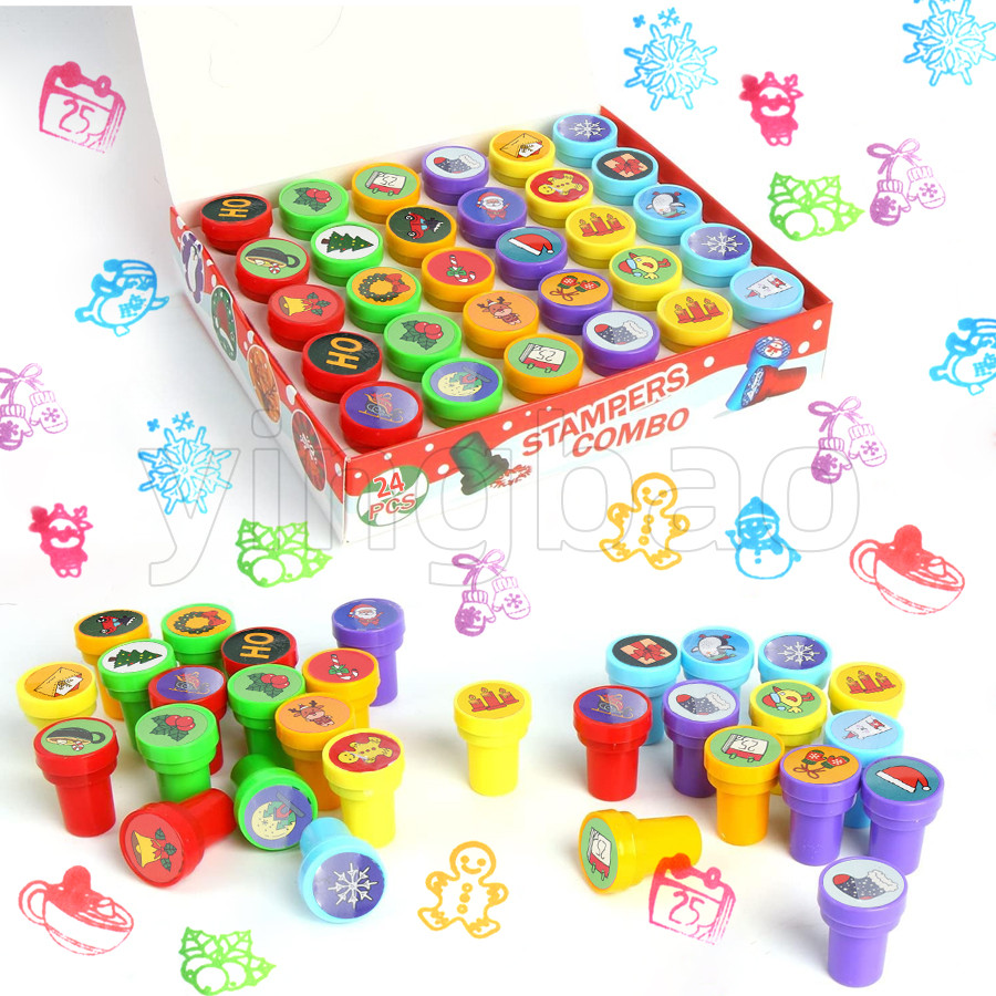 24Pcs Christmas Stamps for Kids,Assorted Self Inking Christmas Stamper ...