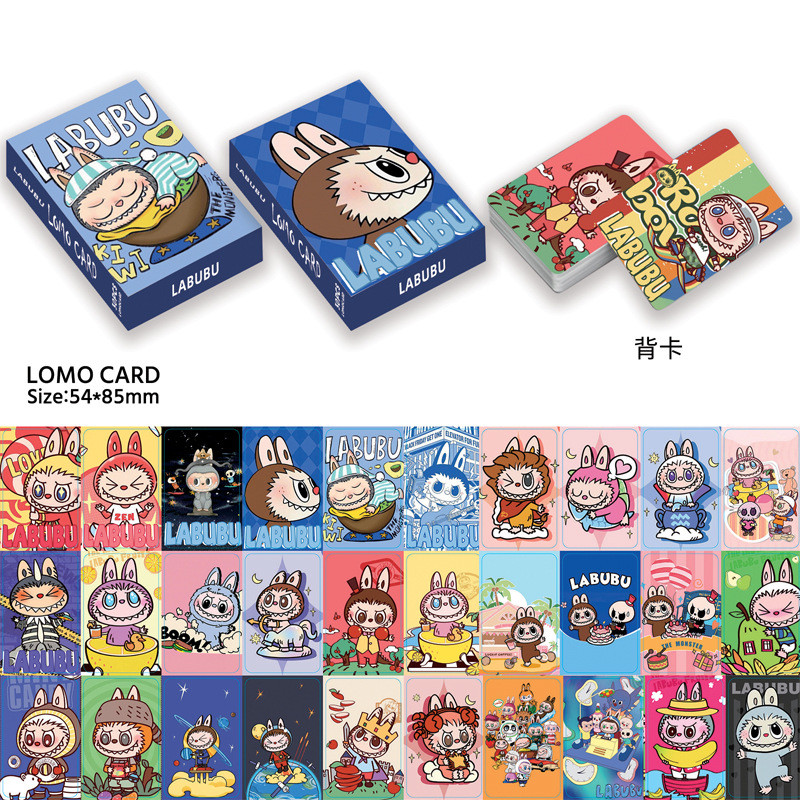 30Pcs Labubu cartoon photo card Double-sided HD Card LOMO Card Greeting ...