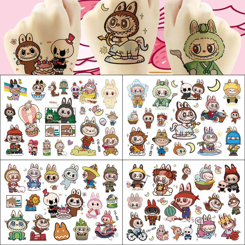Labubu Disposable Tattoo Stickers Games Applique Children DIY Toys Art ...