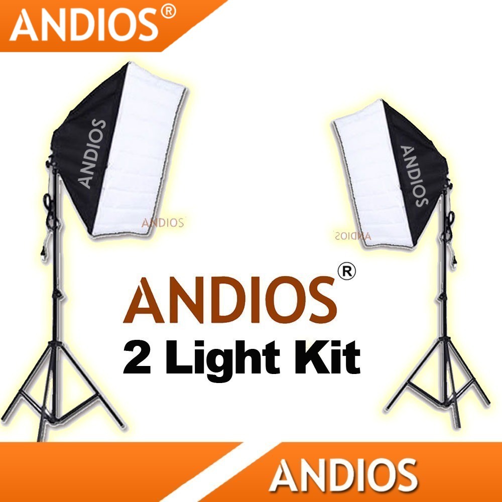 ANDIOS Lampu Studio (2 Set) Lighting Softbox 105w LED Bulb Photography ...