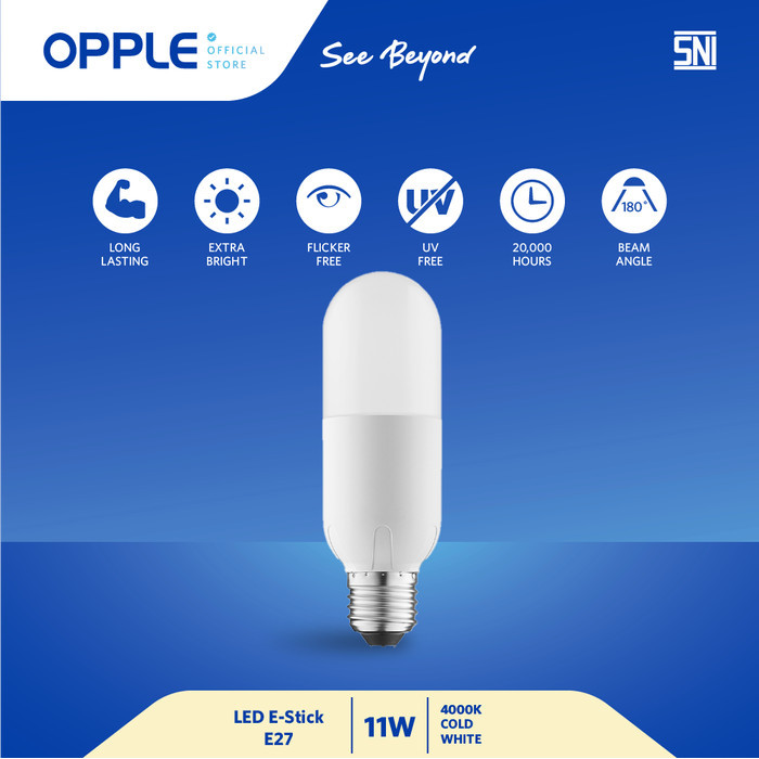 PUTIH Opple EcoMax 11W 4000K Cool White LED Stick Light | Shopee Malaysia