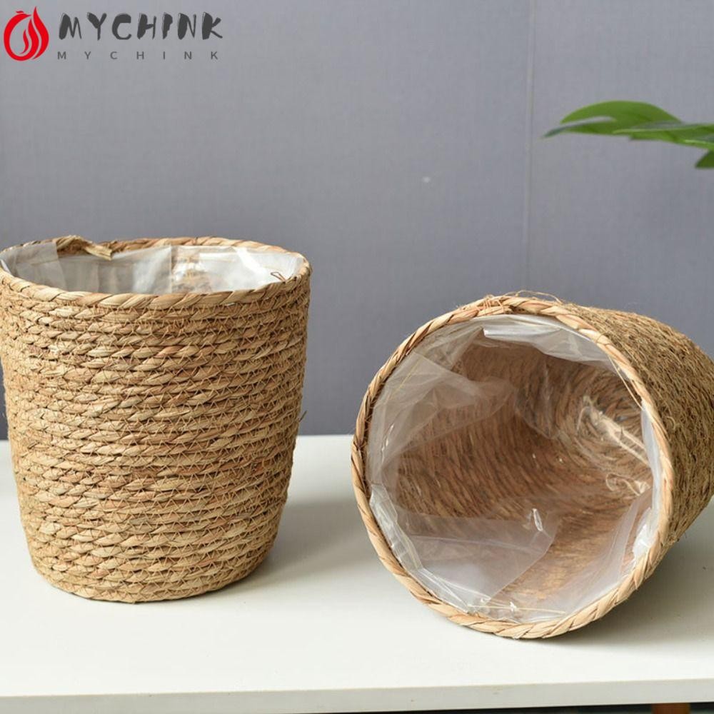 CHINK Woven Planter Basket, Straw Wicker Yellow Laundry Storage Basket ...