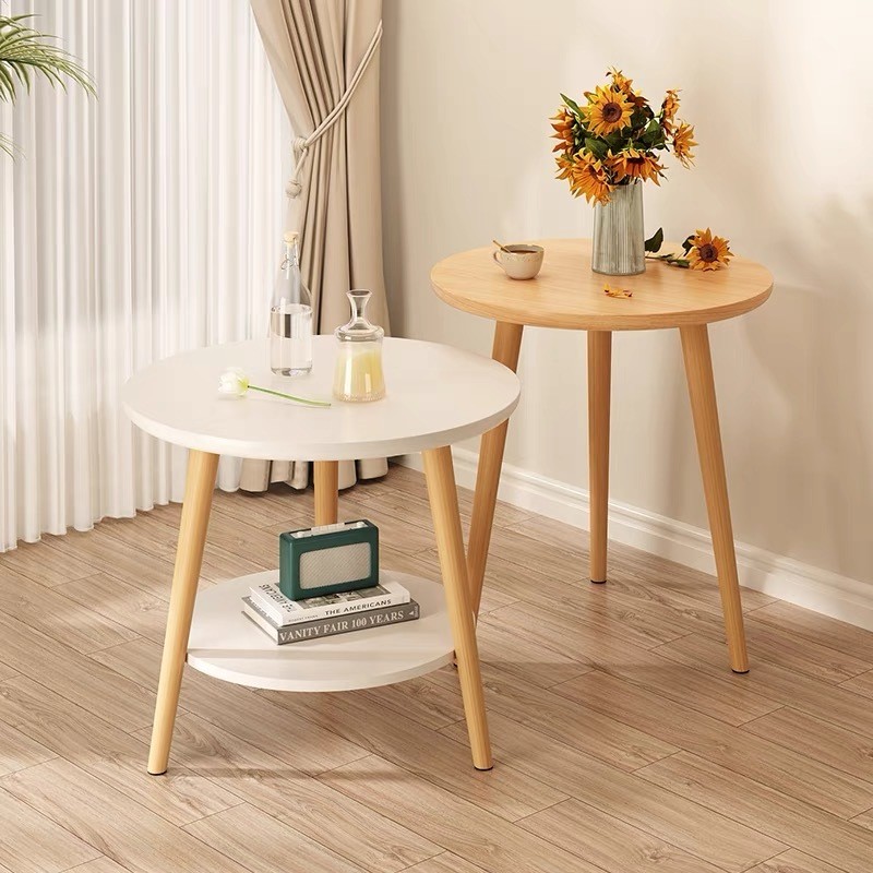 Nordic Round Coffee Table Living Room Sofa Side Small Table Wood Mini ...