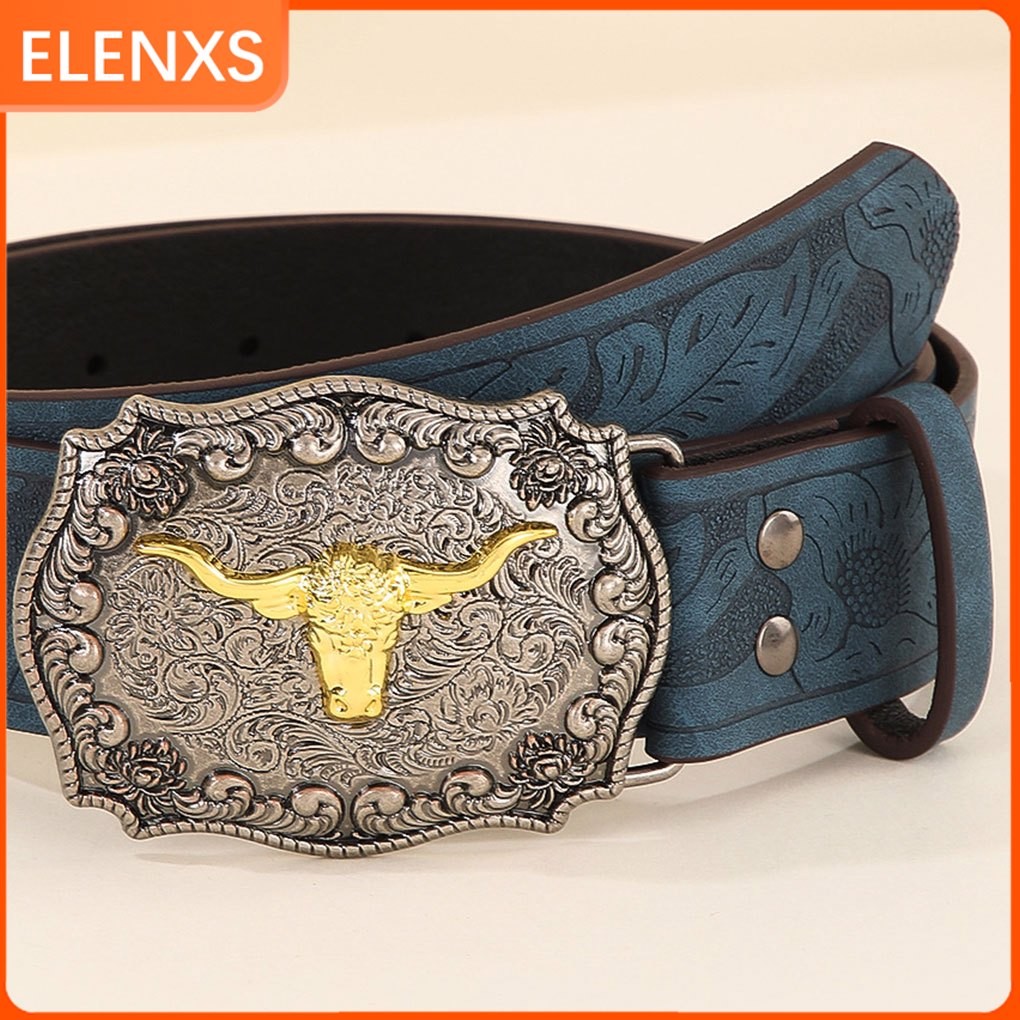 Traditional Cowboy Belt With Eye-catching Bull Head Buckle With ...