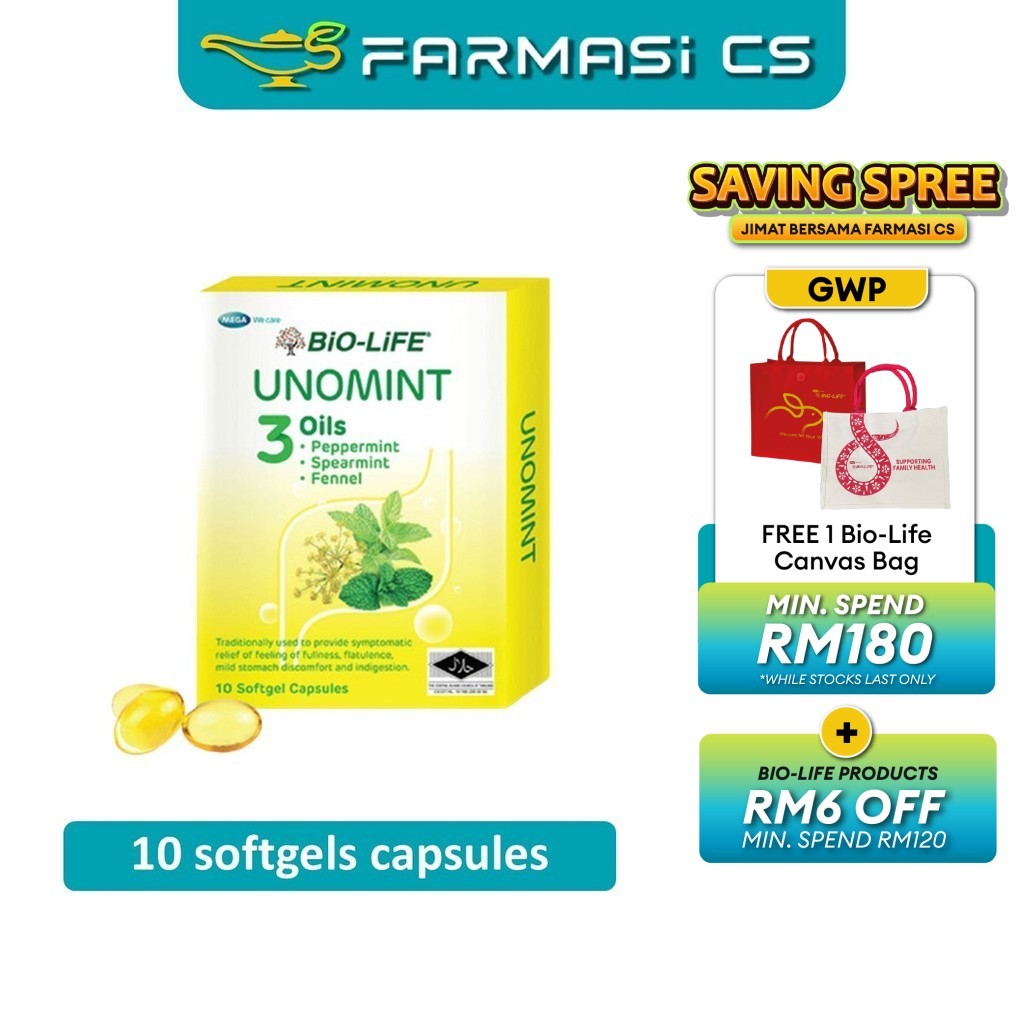 PROMO Bio-Life Unomint 10 Softgel Capsules EXP:06/2025 [ Relief of ...