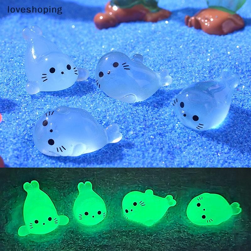 [loveshoping] 100Pcs Mini Resin Animals Cute Seals Luminous Mini Sea ...