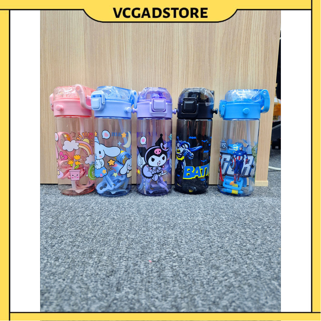 Siap Botol Air Kanak-kanak Kartun 450ML Botol Air Kanak-Kanak Dengan Straw Tali Panjang Ada ...
