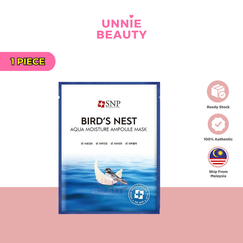 SNP BIRDS NEST AQUA AMPOULE MASK 1Sheet Facial Mask Beauty Mask ...