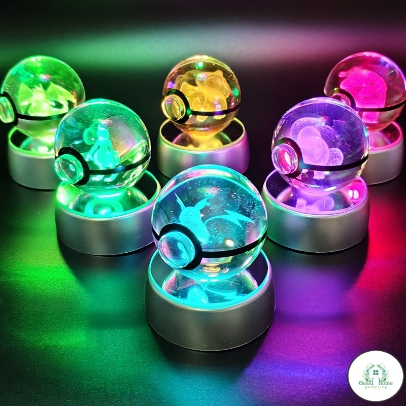 GD LED Light 3D Pokemon Crystal Ball Night Lamp Toy Mewtwo Pikachu ...