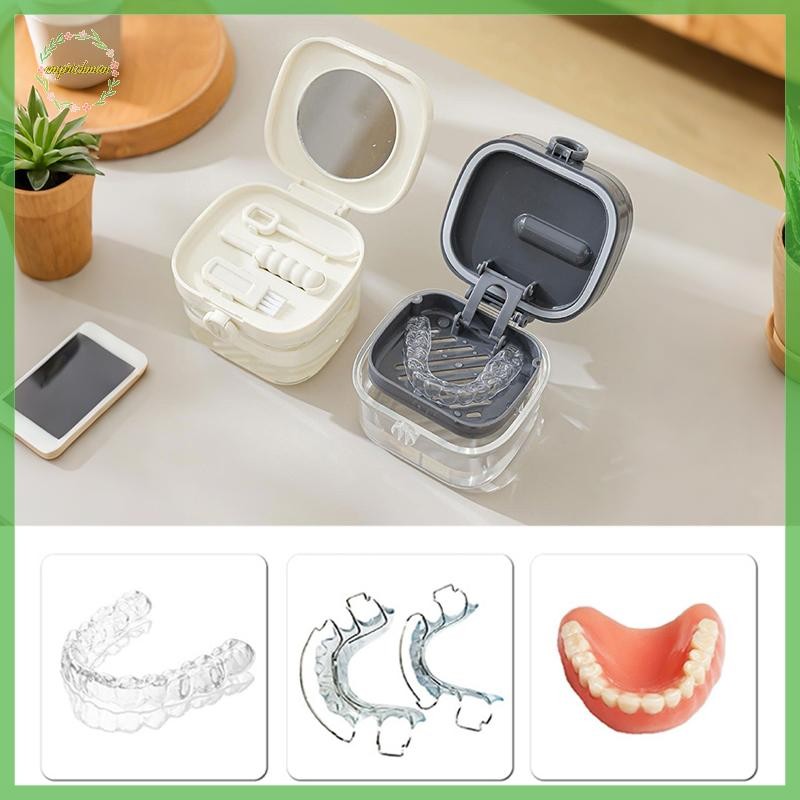 EPMN> Portable Mouth Guard Box Retainer Case Oral Cleaning False Teeth ...