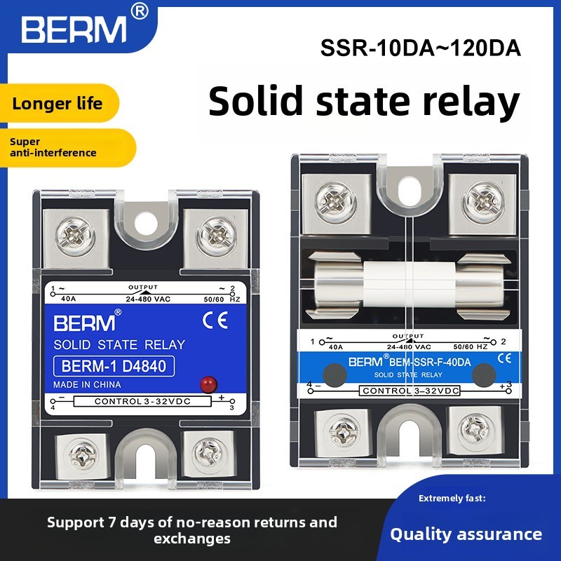 Single-Phase Solid State Relay D4840 DC Control Ac SSR-40DA Cooling Seat SSR-25DA Safety ...