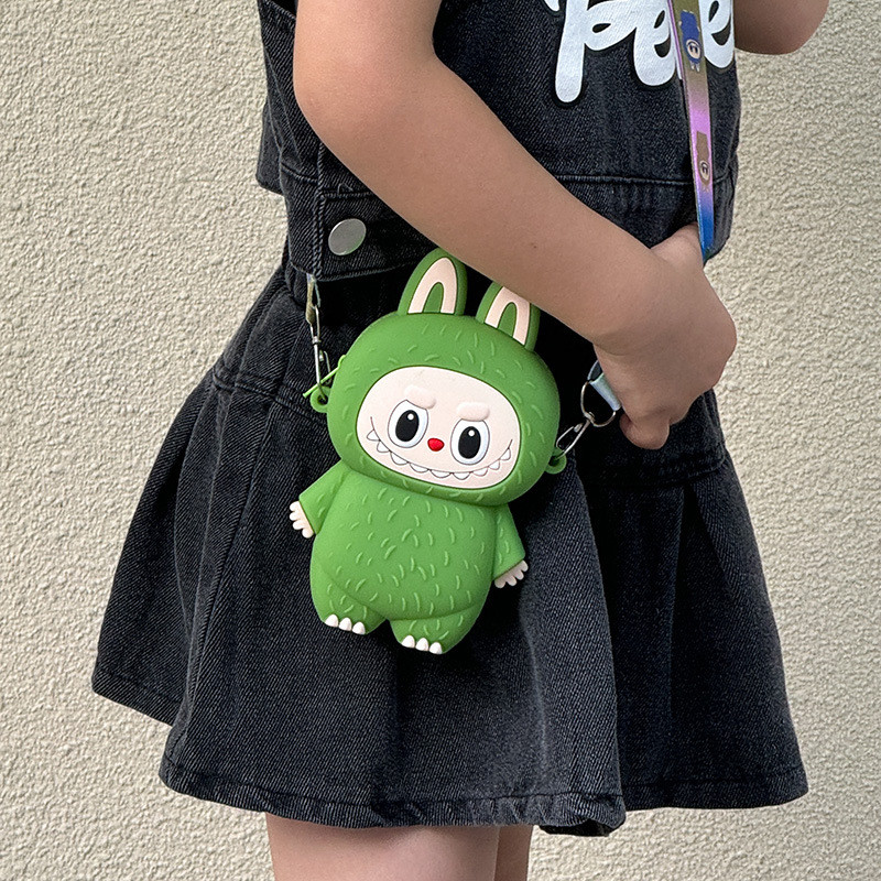 Cute Labubu Coin Purse Cartoon Labubu Silicone Bag with Shoulder Strap ...