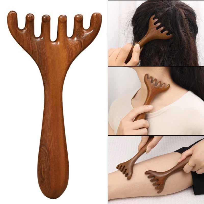 Sandalwood Comb Head Body Massager Neck Acupuncture Scalp Stress Pain ...