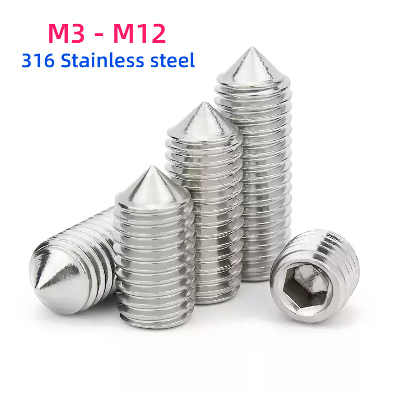 M3 M4 M5 M6 M8 M10 M12 316 Stainless Steel Hex Socket Tip Set Screws ...