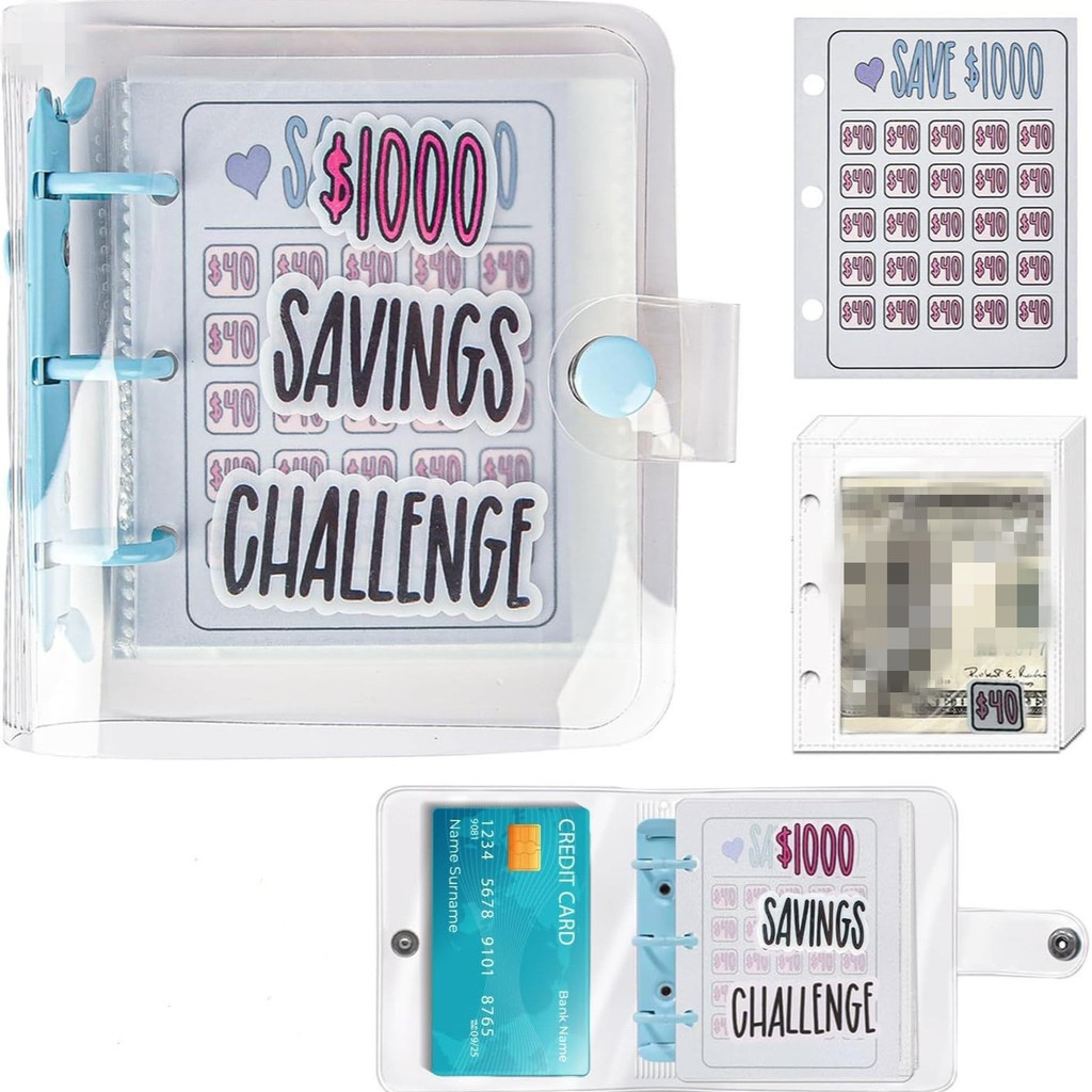 FOF Savings Challenge Book Saving £1000 Money Binder Mini Portable ...