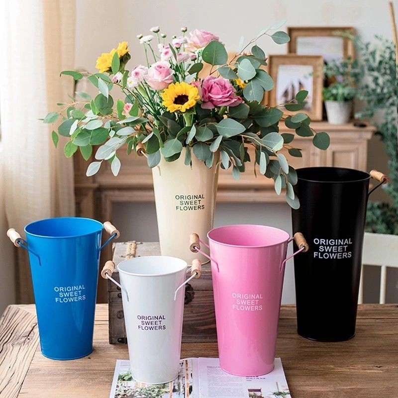 American Tin Flower Bucket Household Awakening Flower Bucket Flower ...