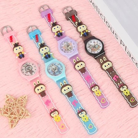 Labubu Colourful Cartoon Quartz Watch Children Round Dial 3D Silicone ...