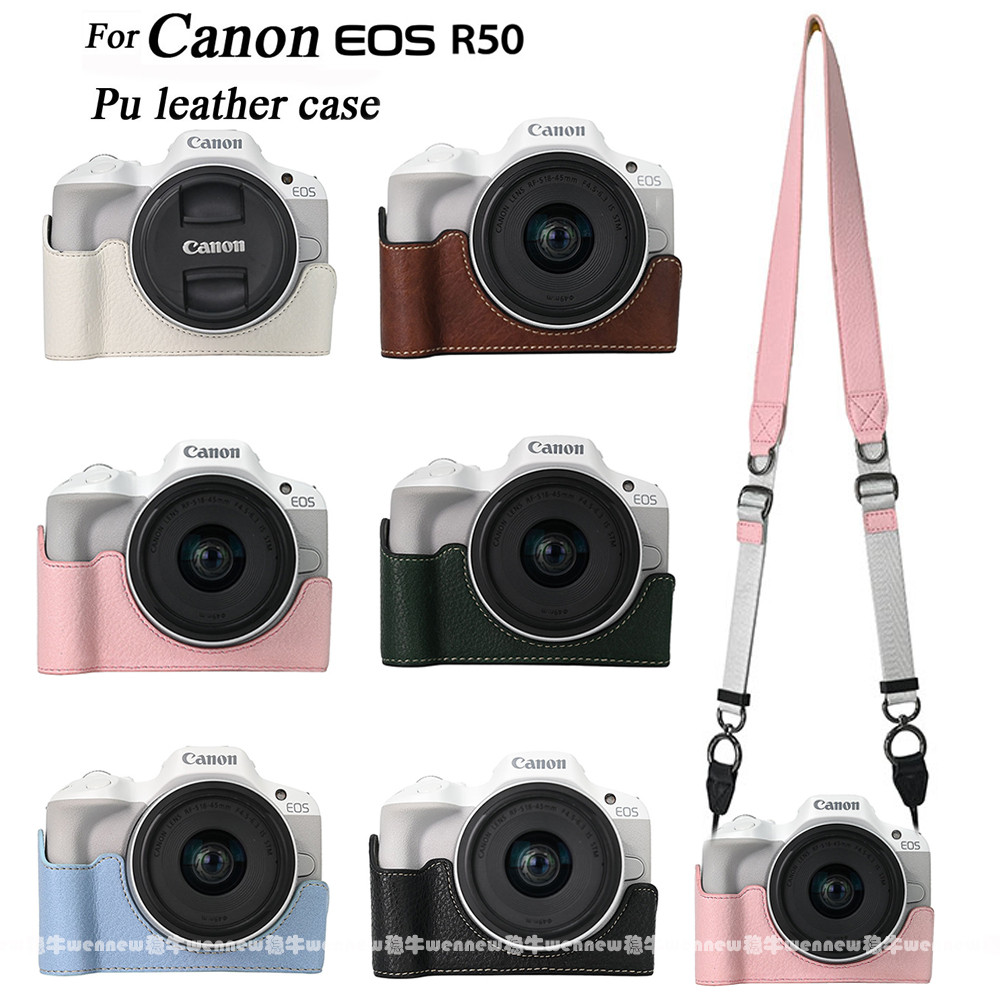 R50 Casing PU Leather Case for Canon EOS R50 Camera Bag Half Body Cover ...