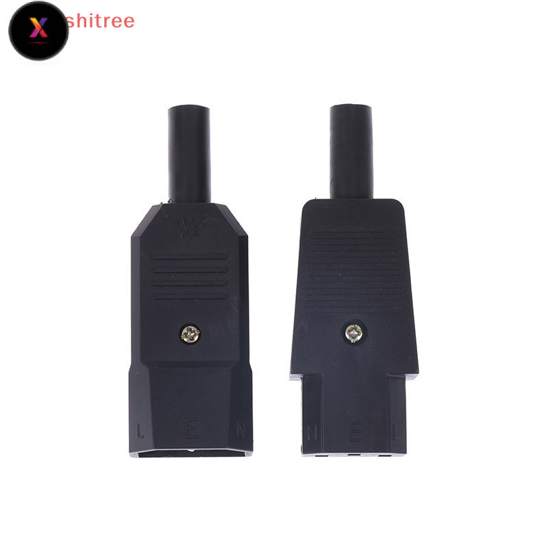 FS 16A 250V Black IEC Straight Cable Plug Connector C13 C14 Female Male ...