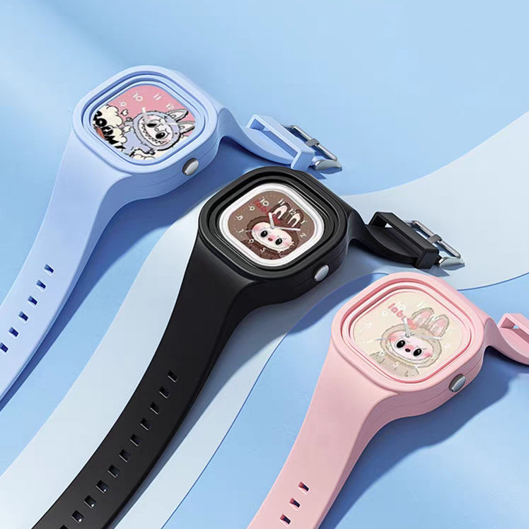 Labubu Children's Watch, Pink Waterproof Silicone Girl Cartoon Cute ...