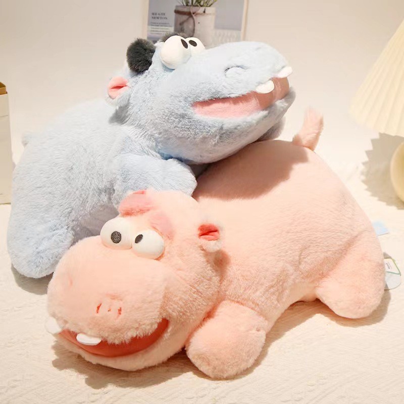Cute Hippo Soft Plush Toys Lying Down With Bulging Eyes Hippo Shape ...