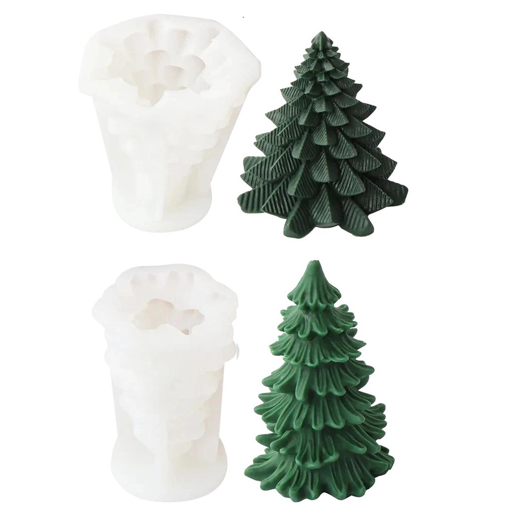 Christmas Tree Candle Mold 3D Tree Shaped Resin Making Molds Silicone ...