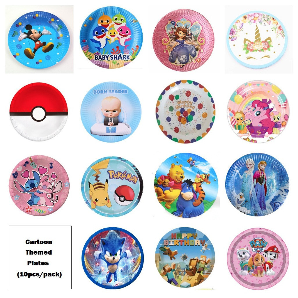AGM Disposable Tableware 10pcs Cartoon Birthday Party Paper Plate ...