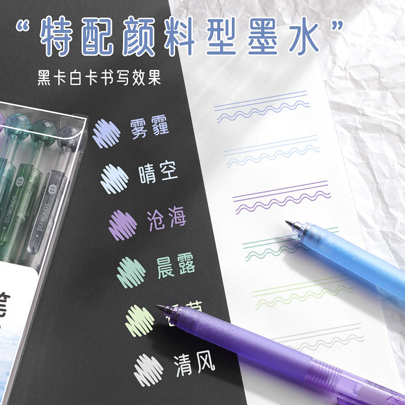 Diamond Aesthetic Colored Gel Pen Set Morandi Vintage Pastel Click Pens ...