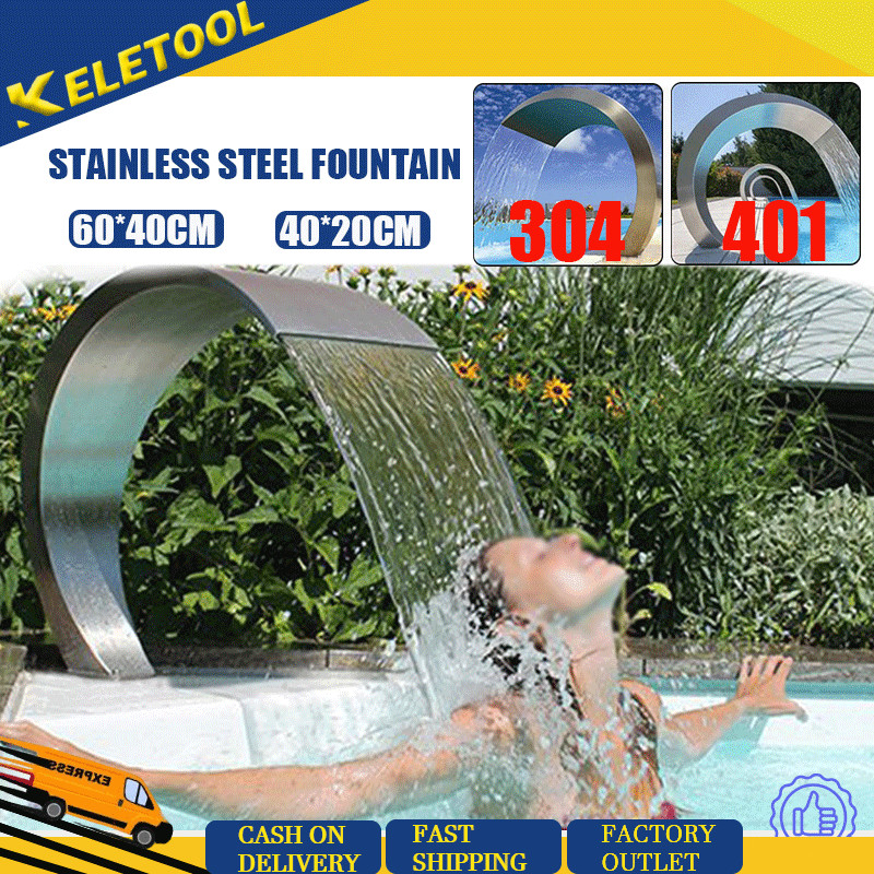 Stainless steel waterfall fountain swimming pool water feature fountain ...