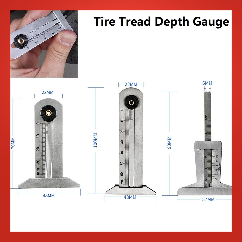 [BTSL] Stainless Steel Car Tyre Tire Tread Depth Gauge Meter Ruler ...