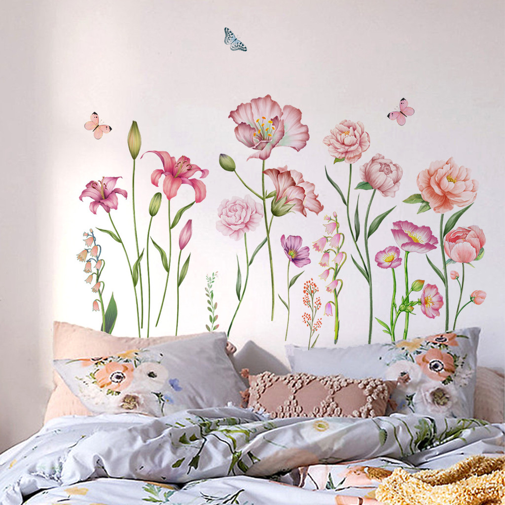 Wall Stickers Fresh Flower Butterfly Wall Stickers Living Room Bedroom ...
