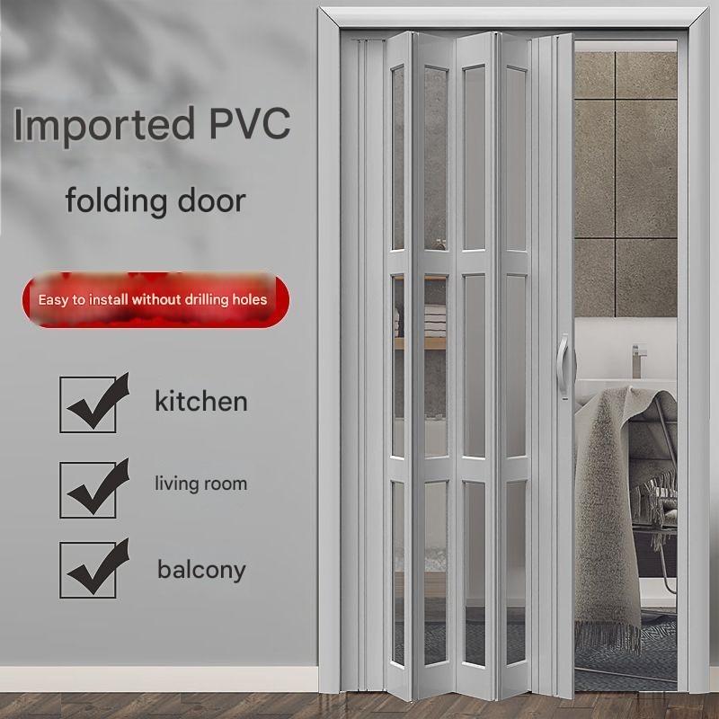 PVC folding door sliding open kitchen movable door indoor bathroom ...