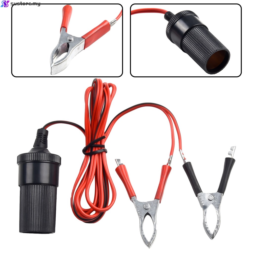 [Super]12V Car Lighter Socket Adapter Socket Cable + Battery Clamp ...