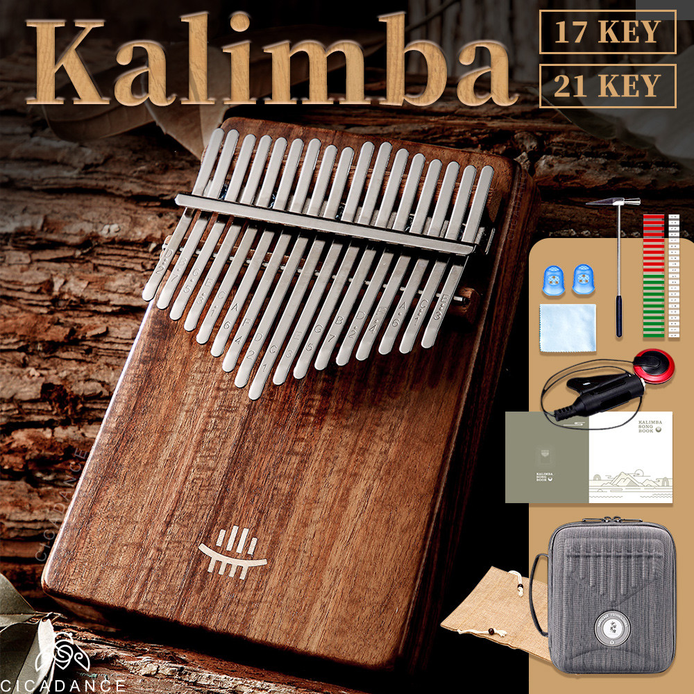 Hluru Wooden Kalimba 17 Key 21 Key Full Set Easy Play For Beginners ...
