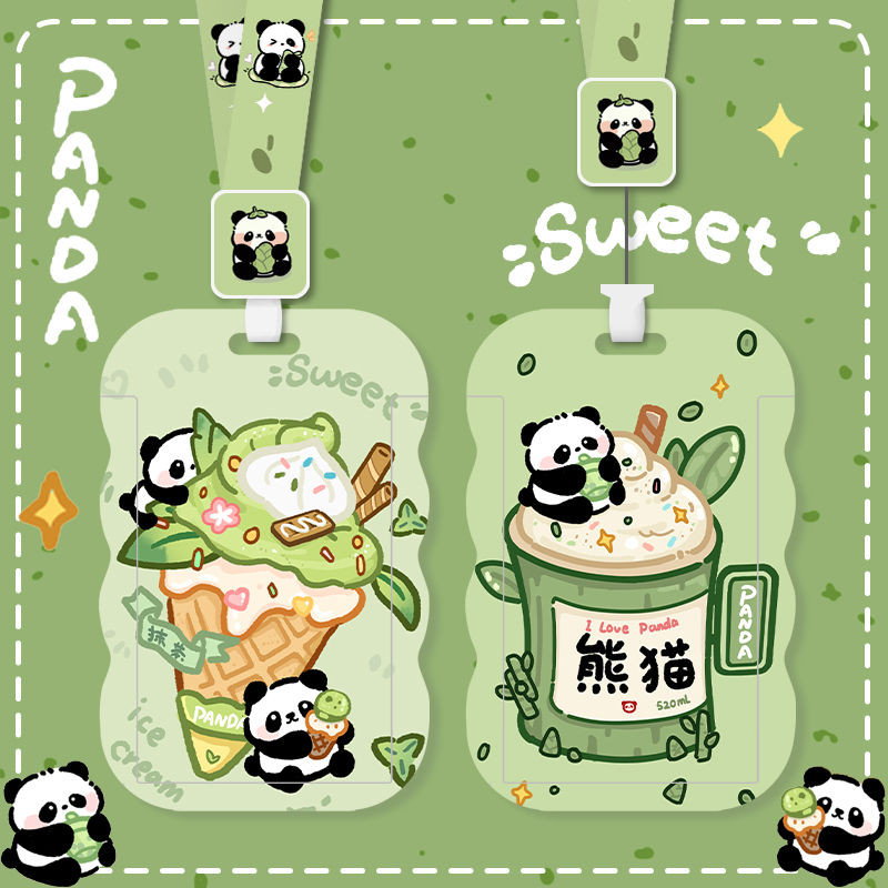 Cartoon Cute Panda Wave Card Holder Student Campus Card Holder Bus Food ...