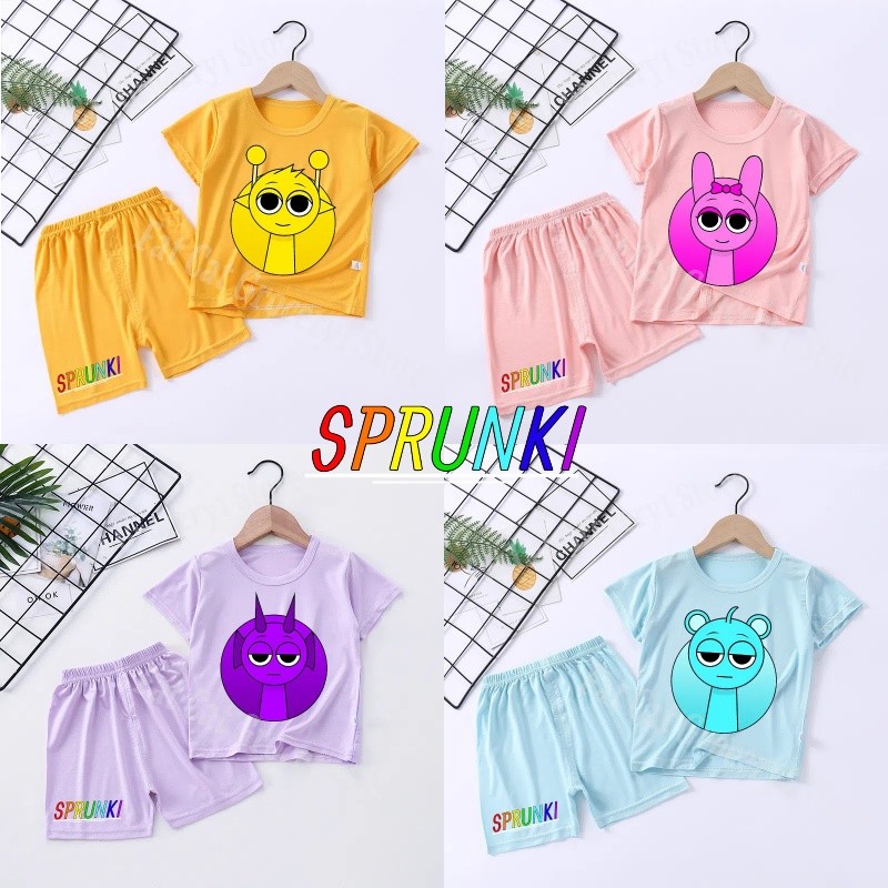 Sprunki Children's Summer Home Clothes Boys and Girls Cartoon Pajamas ...