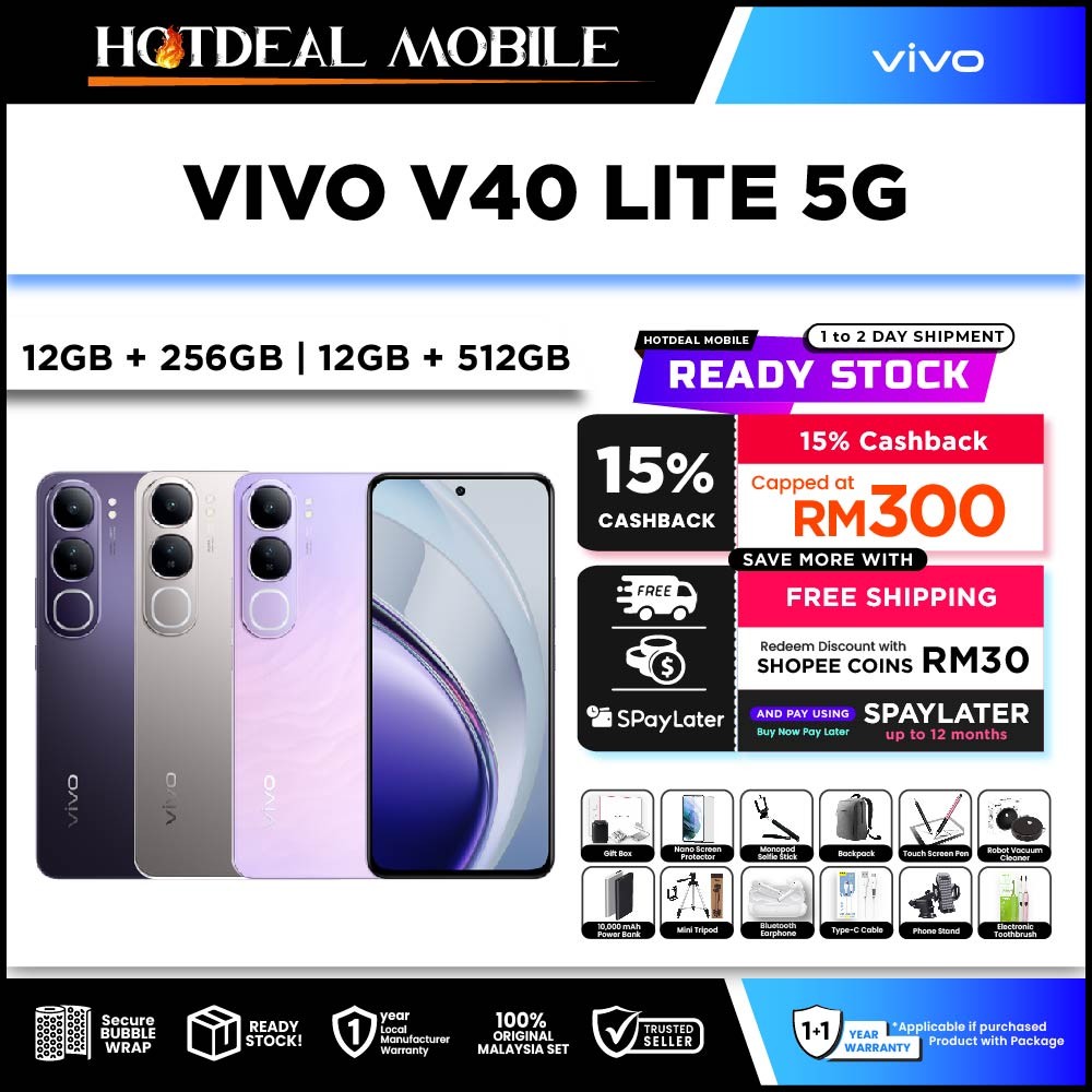 VIVO V40 Lite 5G [8GB RAM 256GB ROM] [12GB RAM 512GB ROM] - Original VIVO Malaysia | Shopee Malaysia
