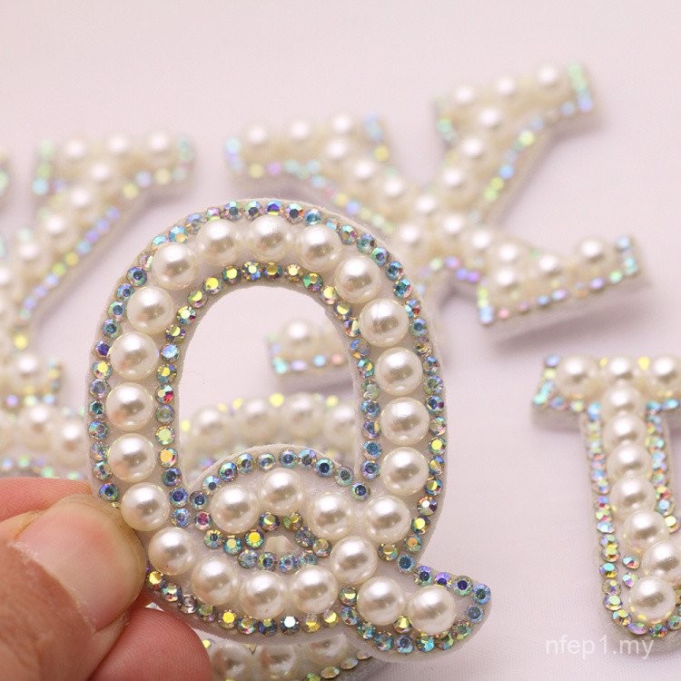 26 Huruf Inggeris Huruf Besar Tampalan Berlian Buatan Mutiara Pakaian ...