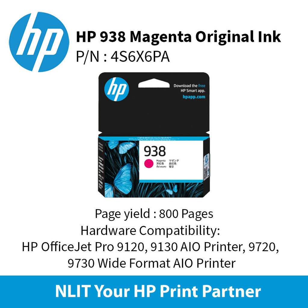 HP 938 Magenta Original Ink Cartridge : 800 pgs : 4S6X6PE | Shopee Malaysia