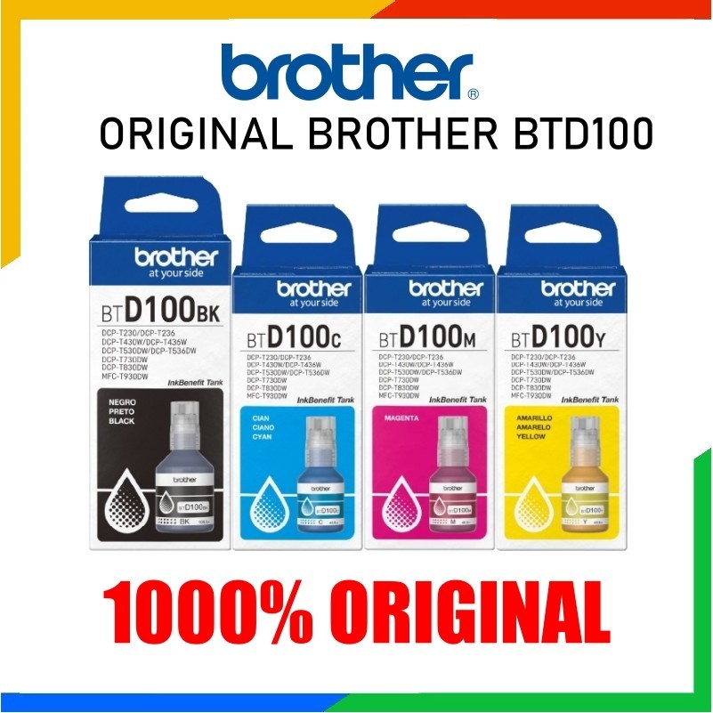 ORIGINAL Brother BTD100 BLACK BTD100 CYAN BTD100M BTD100Y BTD100BK ...