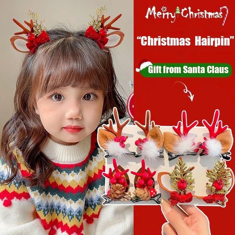 Cute Antlers Christmas Hairpin Headgear Elk Pair Hair Clips Children ...