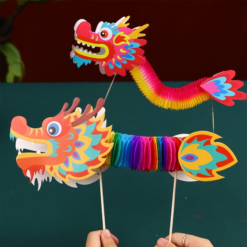 DIY 2025 Chinese New Year Paper Dragon Multi Color Dragon Toy Gift ...