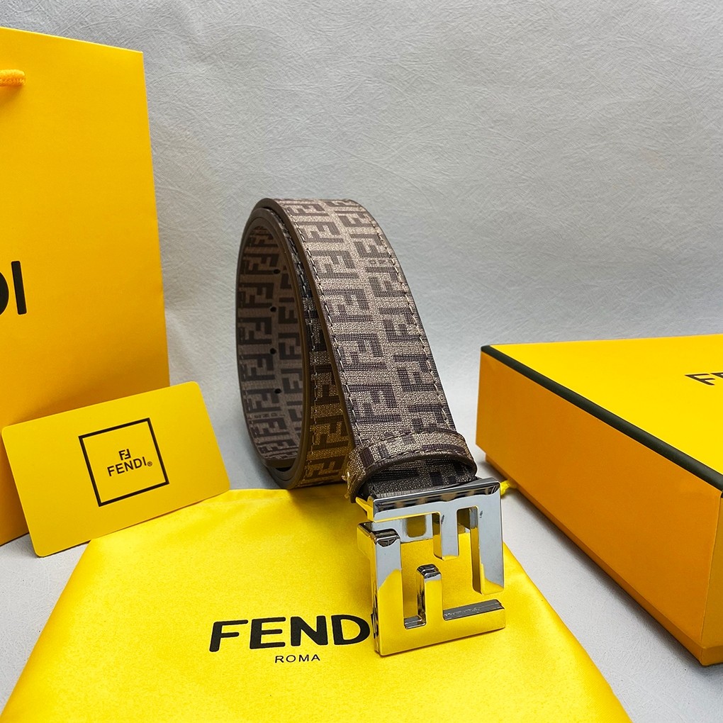 Fendi Business Casual Men Belt Genuine Leather Letter Buckle Belts ...