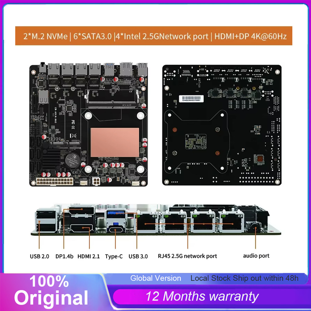 N100 N305 6 Bays NAS Motherboard 4x 2.5GNetwork Card 6x SATA3.0 2xM.2 NVMe DDR5 Mini ITX ...