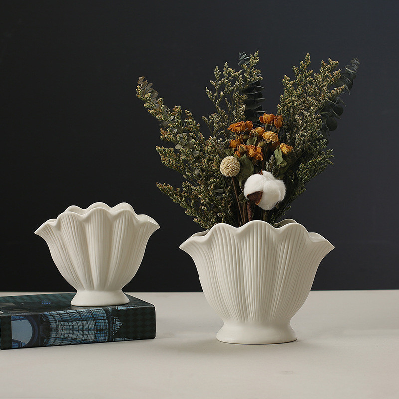 Shell Ceramics Bi-fired Vase TV Cabinet Entrance High-End Ceramic Vase ...