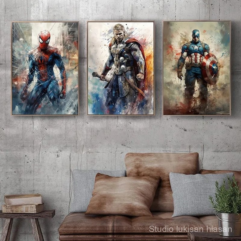 MINISO-Marvel Movie Avengers Wall Canvas Posters, Superhero Spiderman ...