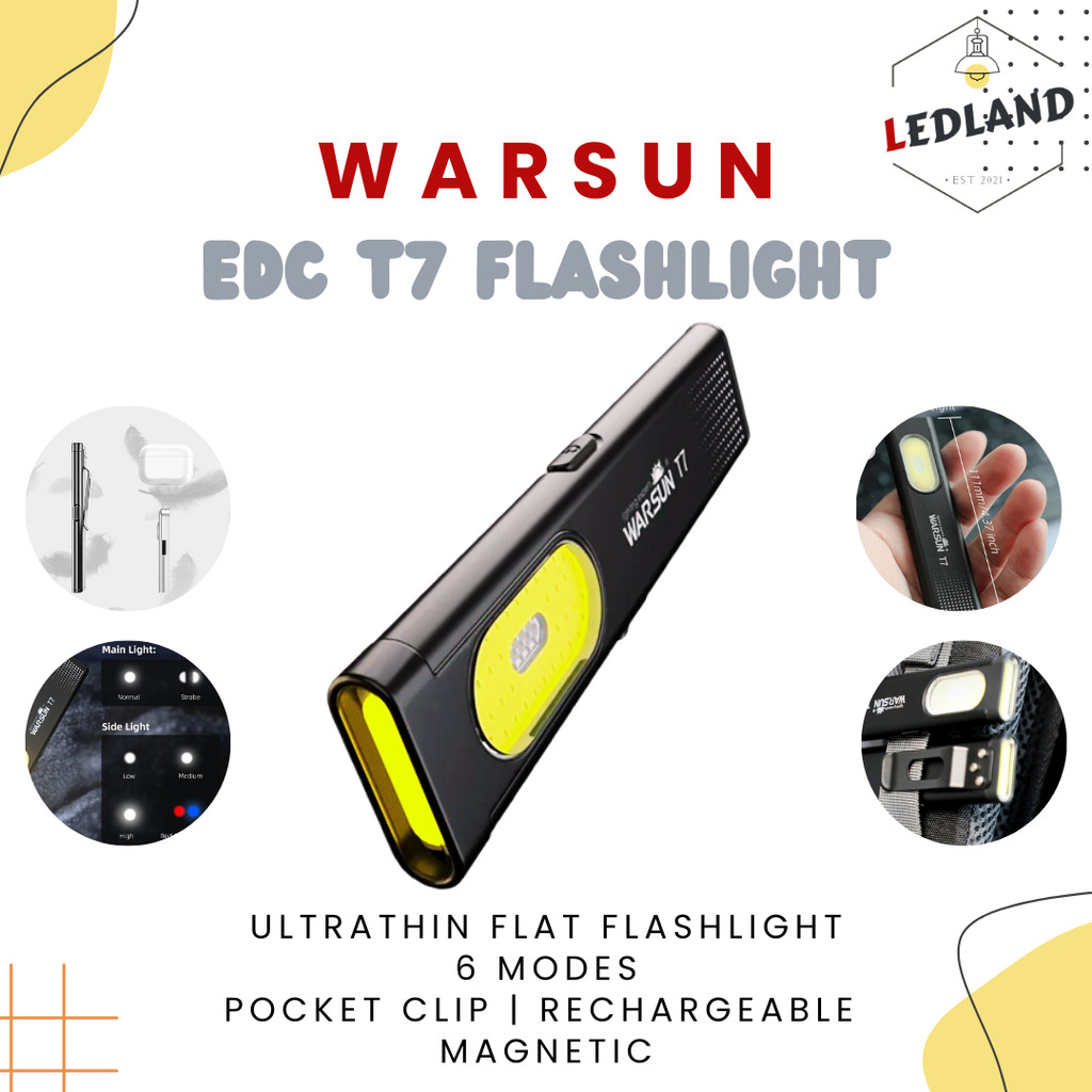 Warsun EDC T7 LED Keychain Ultrathin Flashlight 800Lm Portable Mini ...