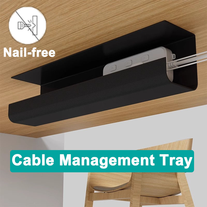 55CM Under Table Cable Management Tray Organizer Desk Bottom Socket ...