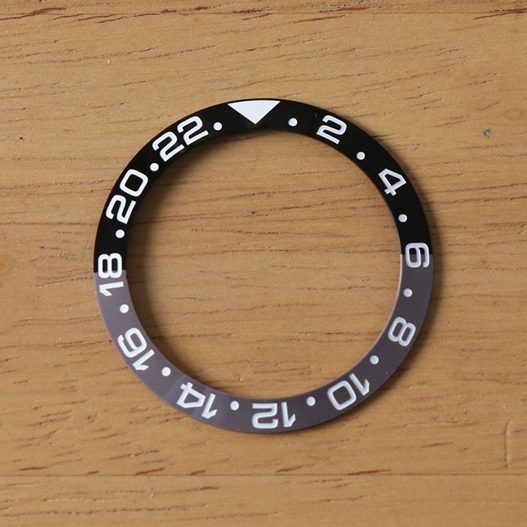 38mm Black Grey GMT Watch Bezel Insert Ceramic Scale Ring Watch ...