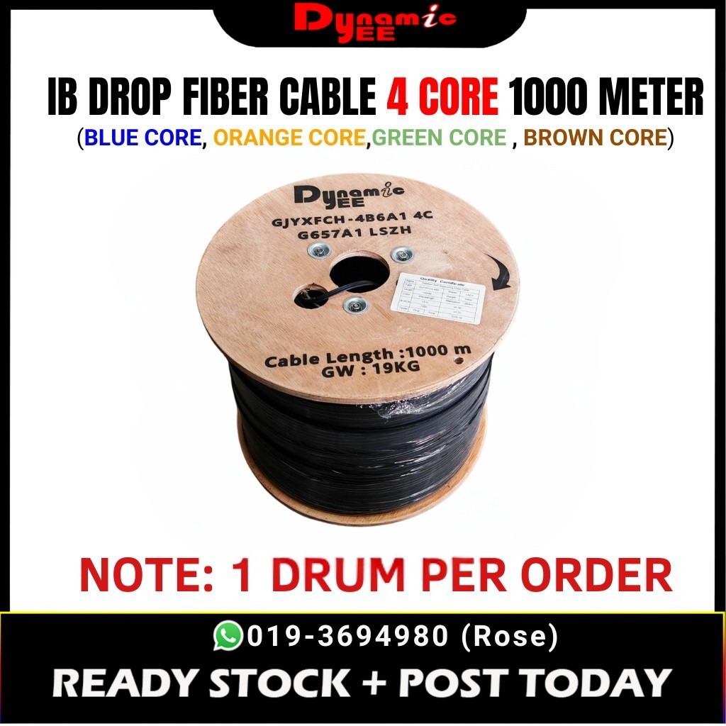 FTTH 4 Core Outdoor IB Drop Fiber Cable 1000m (FRP)GJYXFCH-4B6A1 G657A1 ...